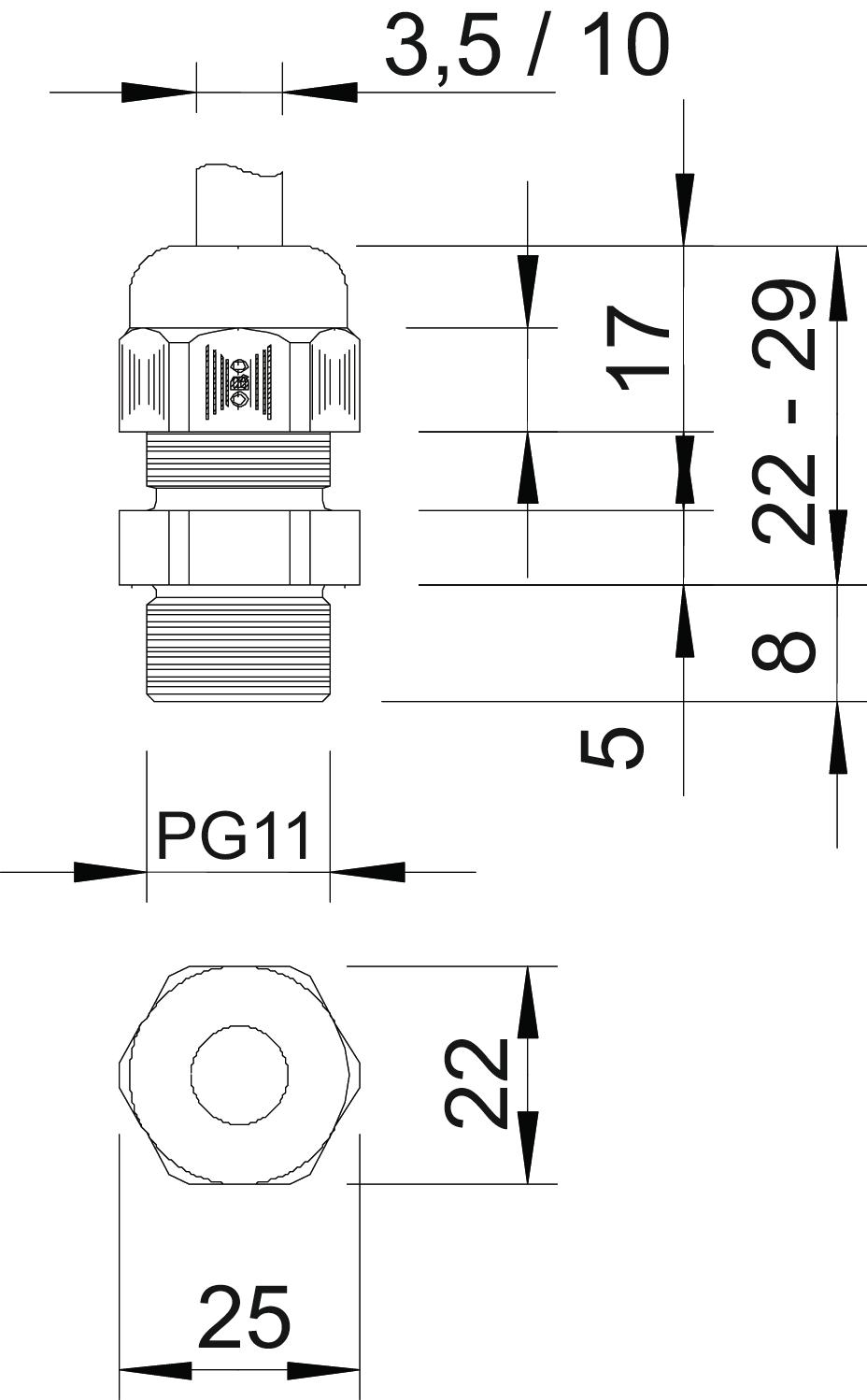 Kabelverschraubung, PG-Gewinde, silbergrau | | Pg 11 | nein ...